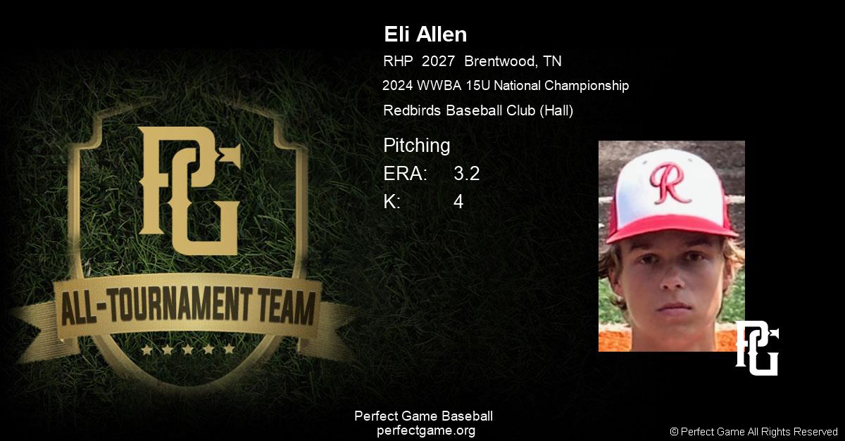 Eli Allen - All Tournament Team Certificate (Pitching) | Perfect Game ...