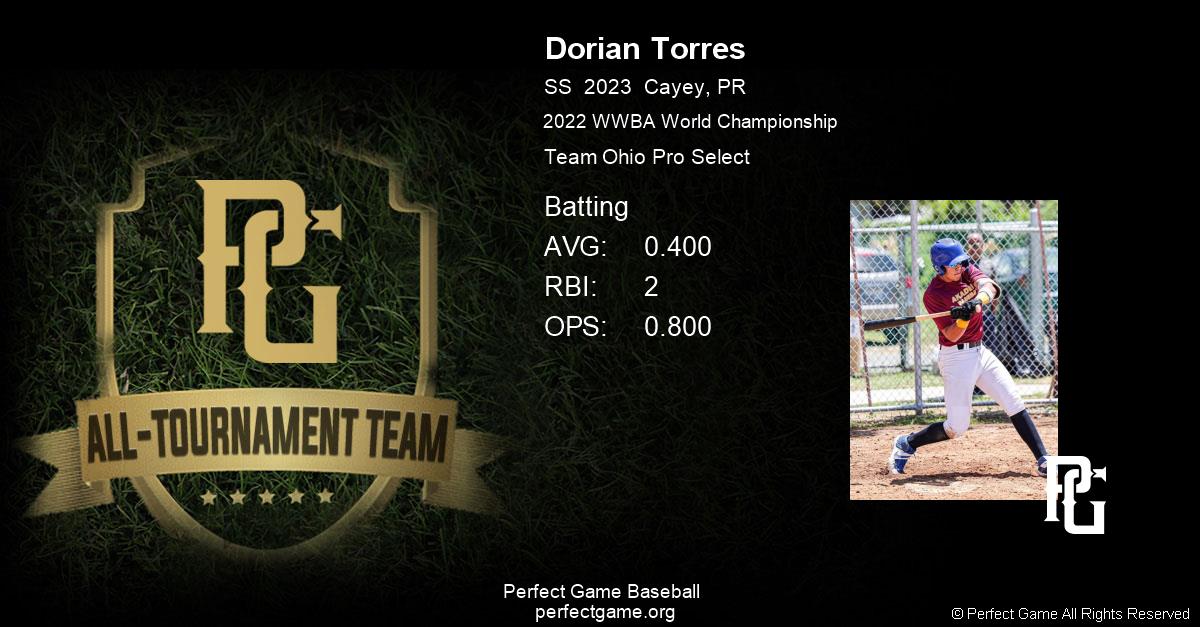 Dorian Torres - All Tournament Team Certificate (Batting) | Perfect ...