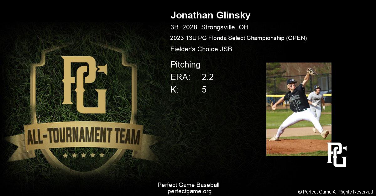 Jonathan Glinsky - All Tournament Team Certificate (Pitching) | Perfect ...