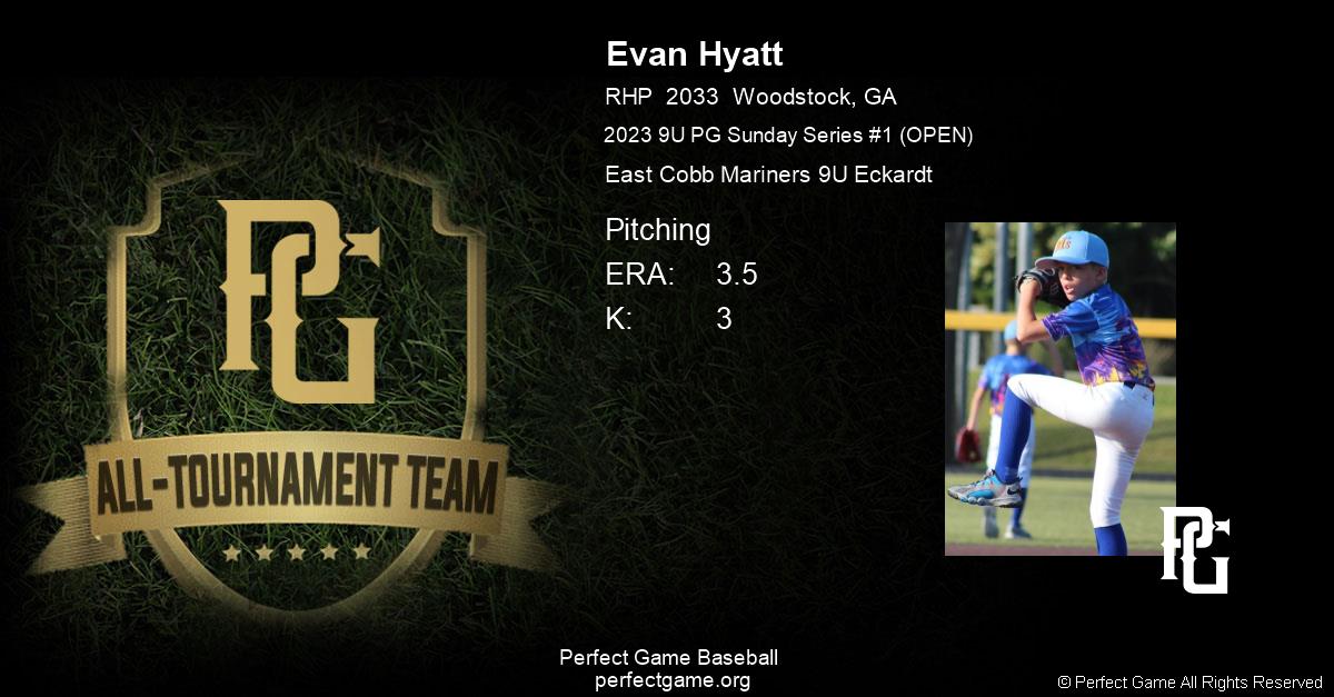 Evan Hyatt - All Tournament Team Certificate (Pitching) | Perfect Game ...