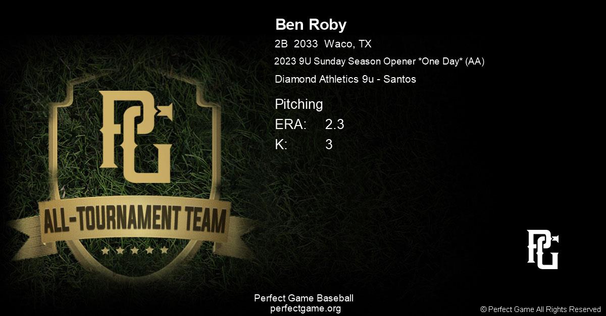 Ben Roby - All Tournament Team Certificate (Pitching) | Perfect Game ...