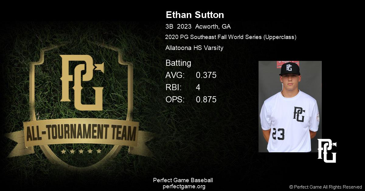 Ethan Sutton - All Tournament Team Certificate (Batting) | Perfect Game ...
