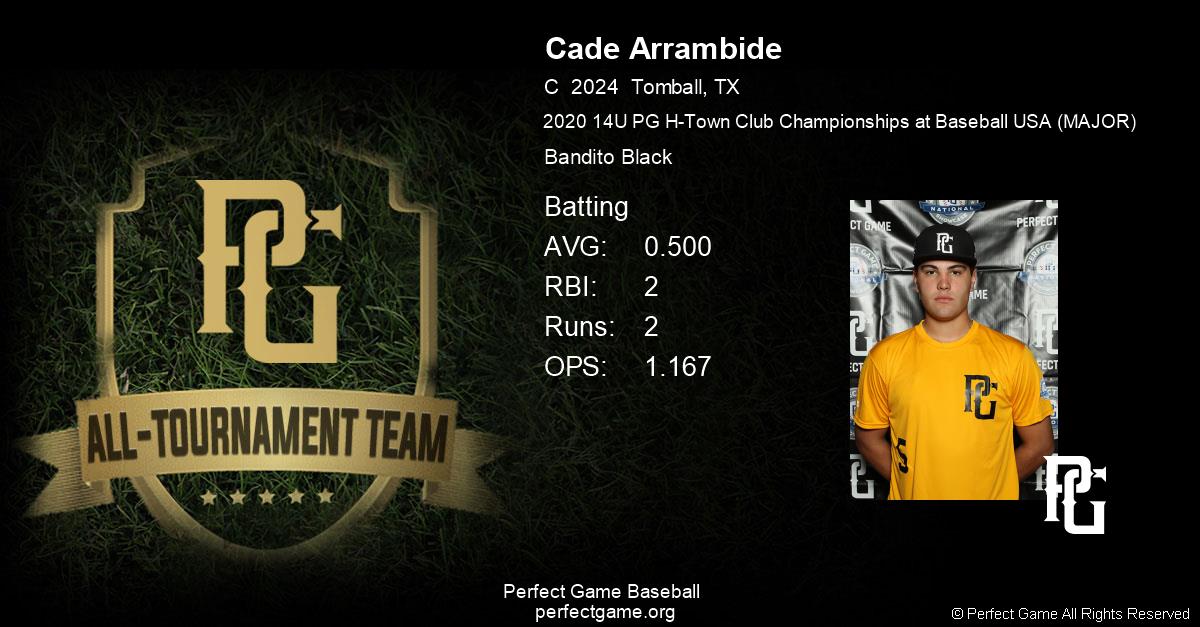 Cade Arrambide - All Tournament Team Certificate (Batting) | Perfect ...