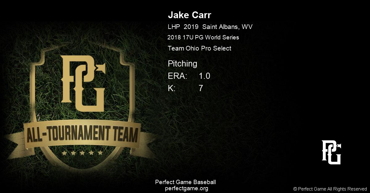 Jake Carr - All Tournament Team Certificate (Pitching) | Perfect Game ...