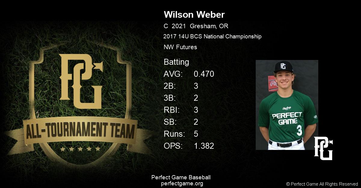 Wilson Weber - All Tournament Team Certificate (Batting) | Perfect Game ...