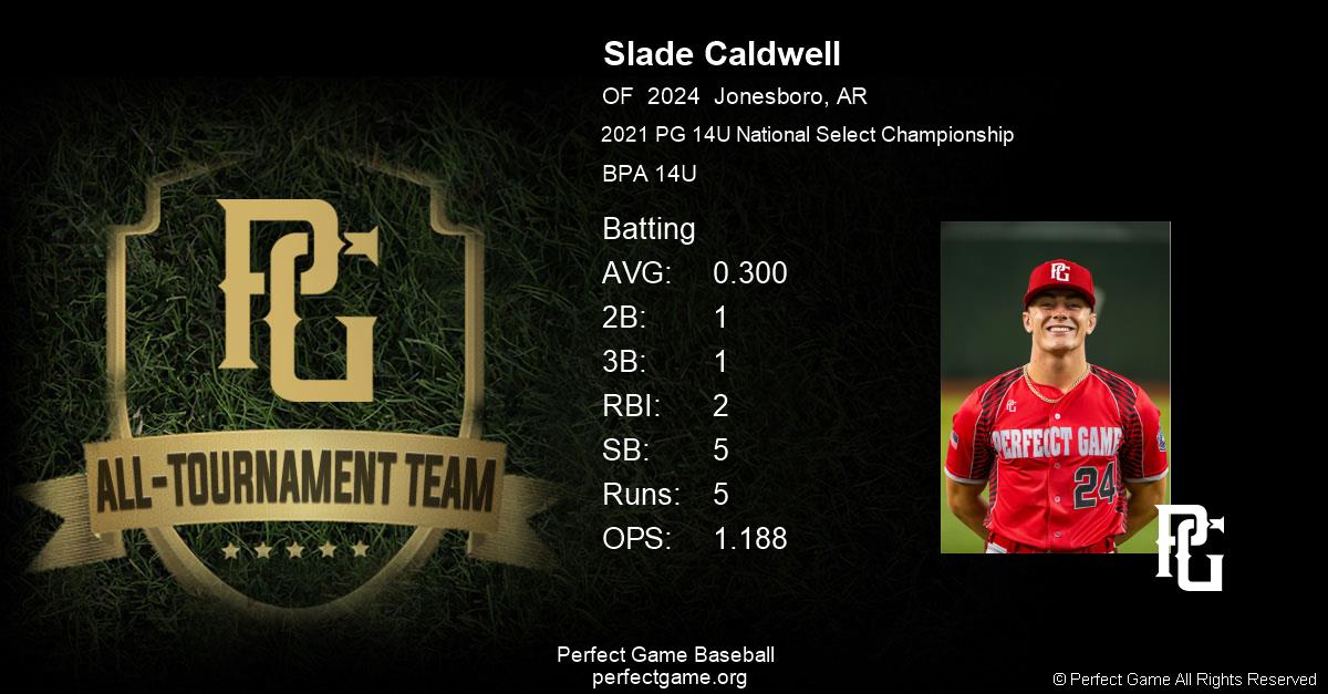 Slade Caldwell - All Tournament Team Certificate (Batting) | Perfect ...