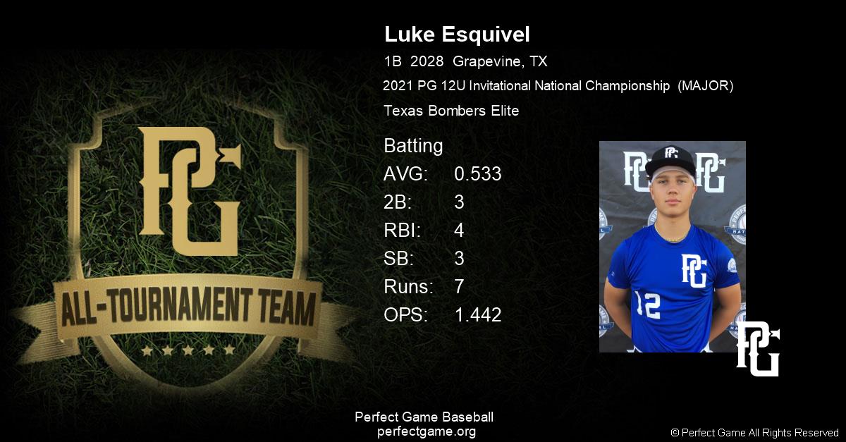 Luke Esquivel - All Tournament Team Certificate (Batting) | Perfect ...