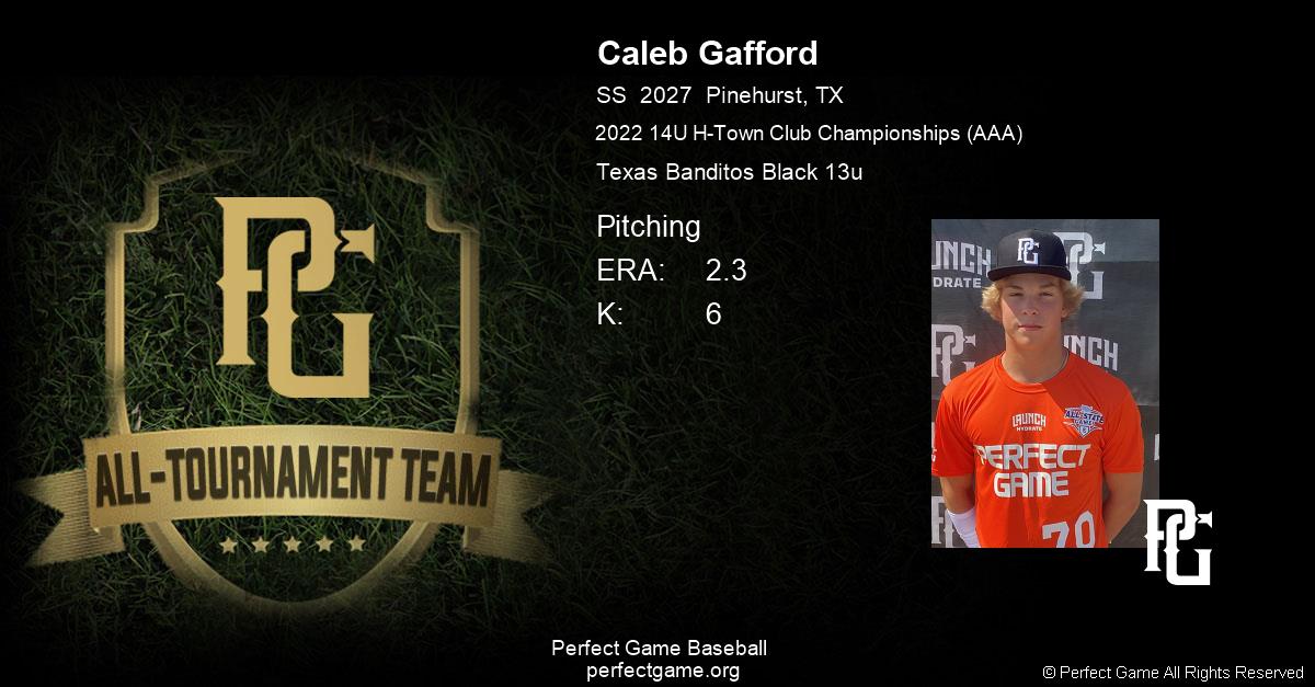 Caleb Gafford - All Tournament Team Certificate (Pitching) | Perfect ...