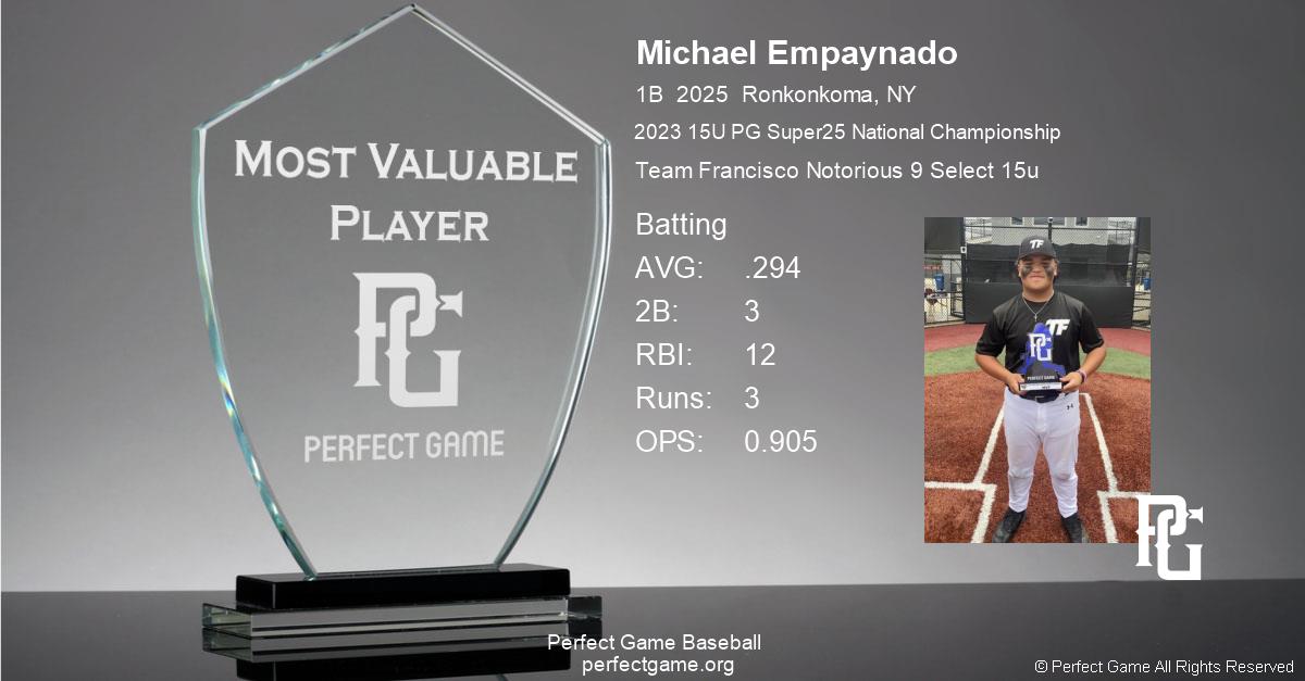 Michael Empaynado - Most Valuable Player | Perfect Game Baseball