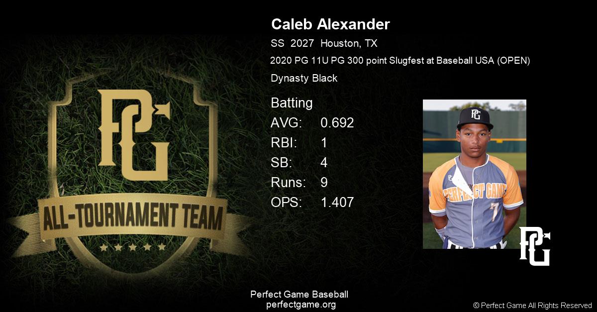 Caleb Alexander - All Tournament Team Certificate (Batting) | Perfect ...