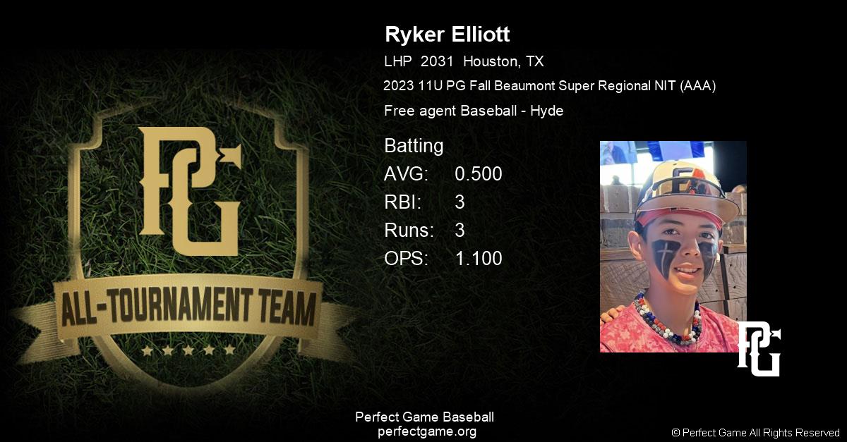 Ryker Elliott - All Tournament Team Certificate (Batting) | Perfect ...