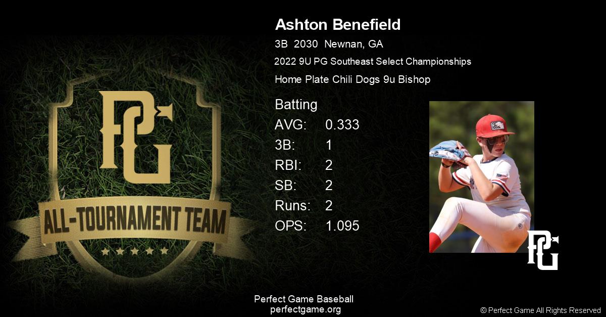 Ashton Benefield - All Tournament Team Certificate (Batting) | Perfect ...