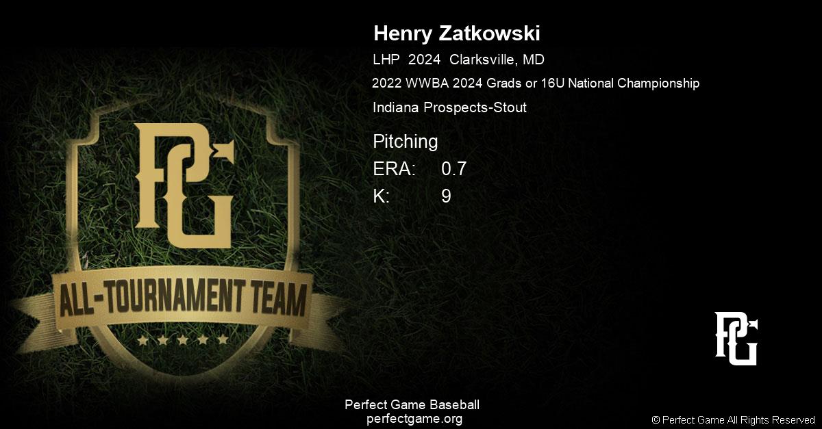 Henry Zatkowski - All Tournament Team Certificate (Pitching) | Perfect ...