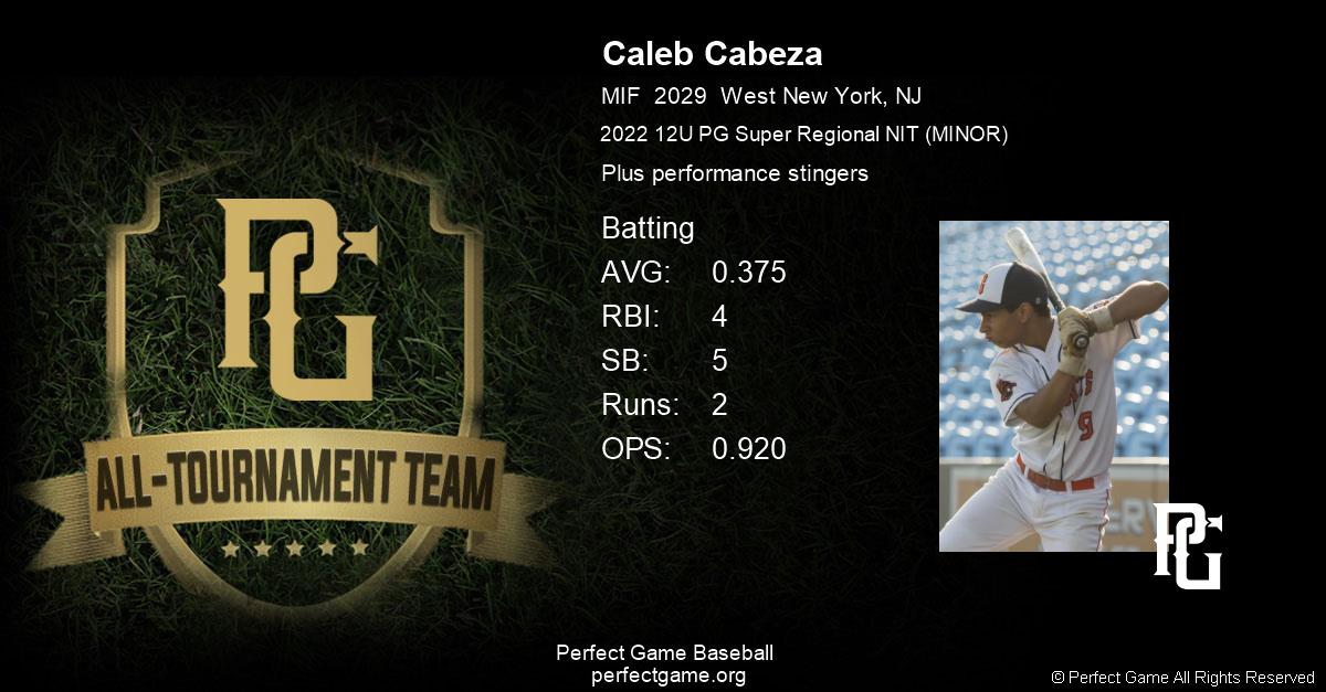 Caleb Cabeza - All Tournament Team Certificate (Batting) | Perfect Game ...